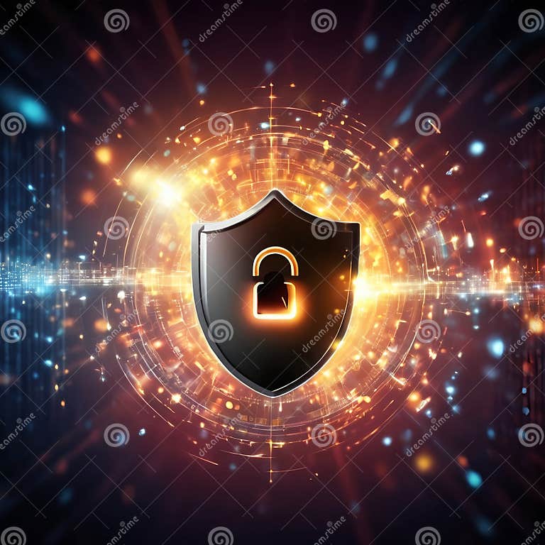 AI Generated Shield with Mangled Lock Stock Illustration - Illustration ...