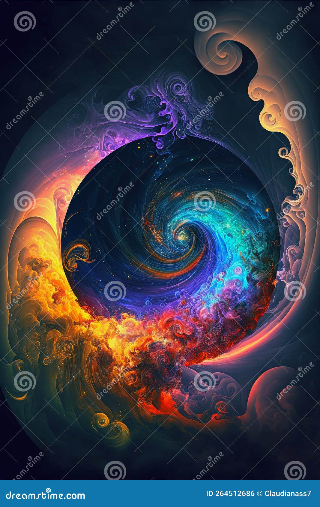 Ai Generated Background with Swirling Magic Circle Stock Illustration ...