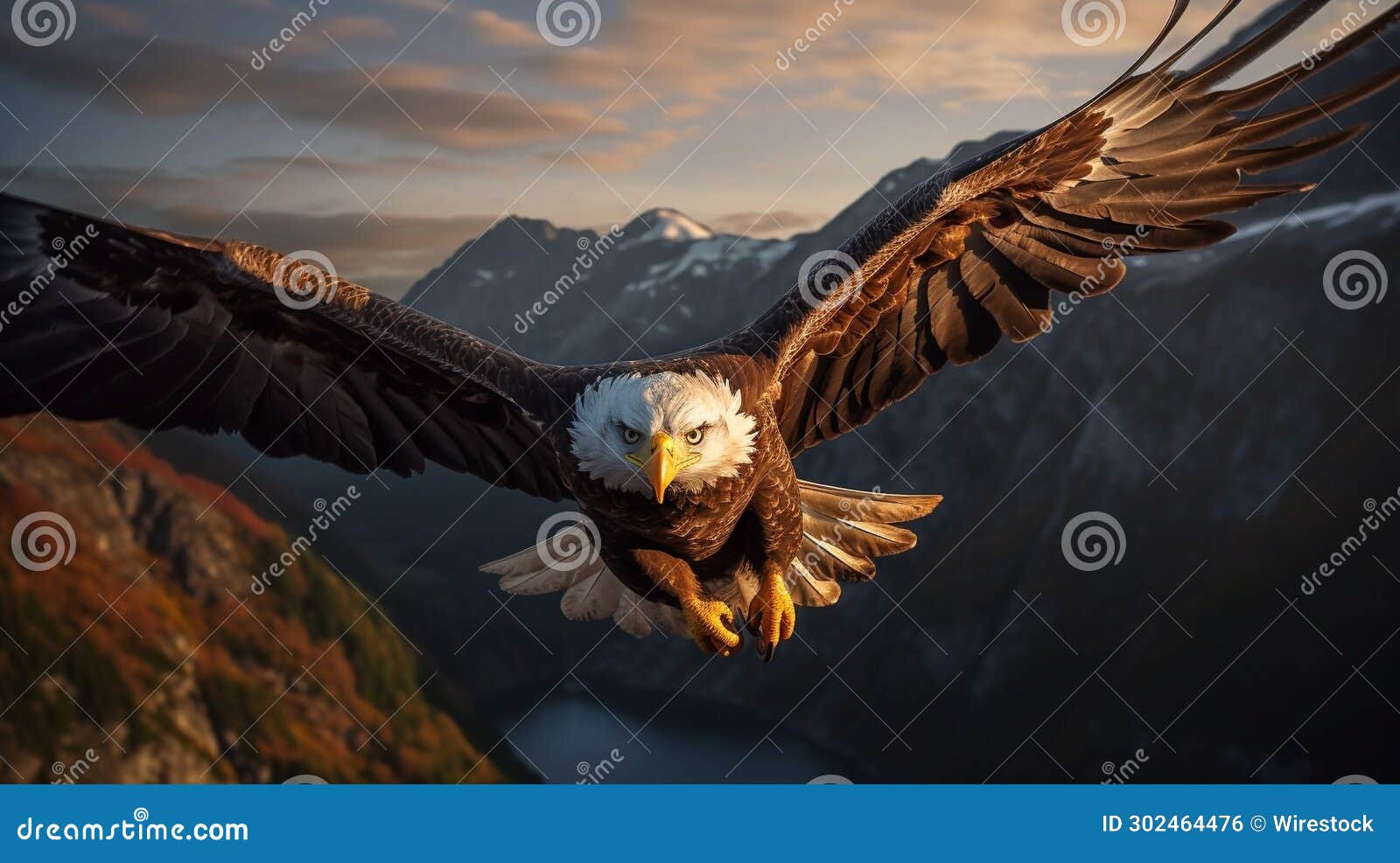 AI Generated Bald Eagle Soaring Over Mountains Stock Illustration ...