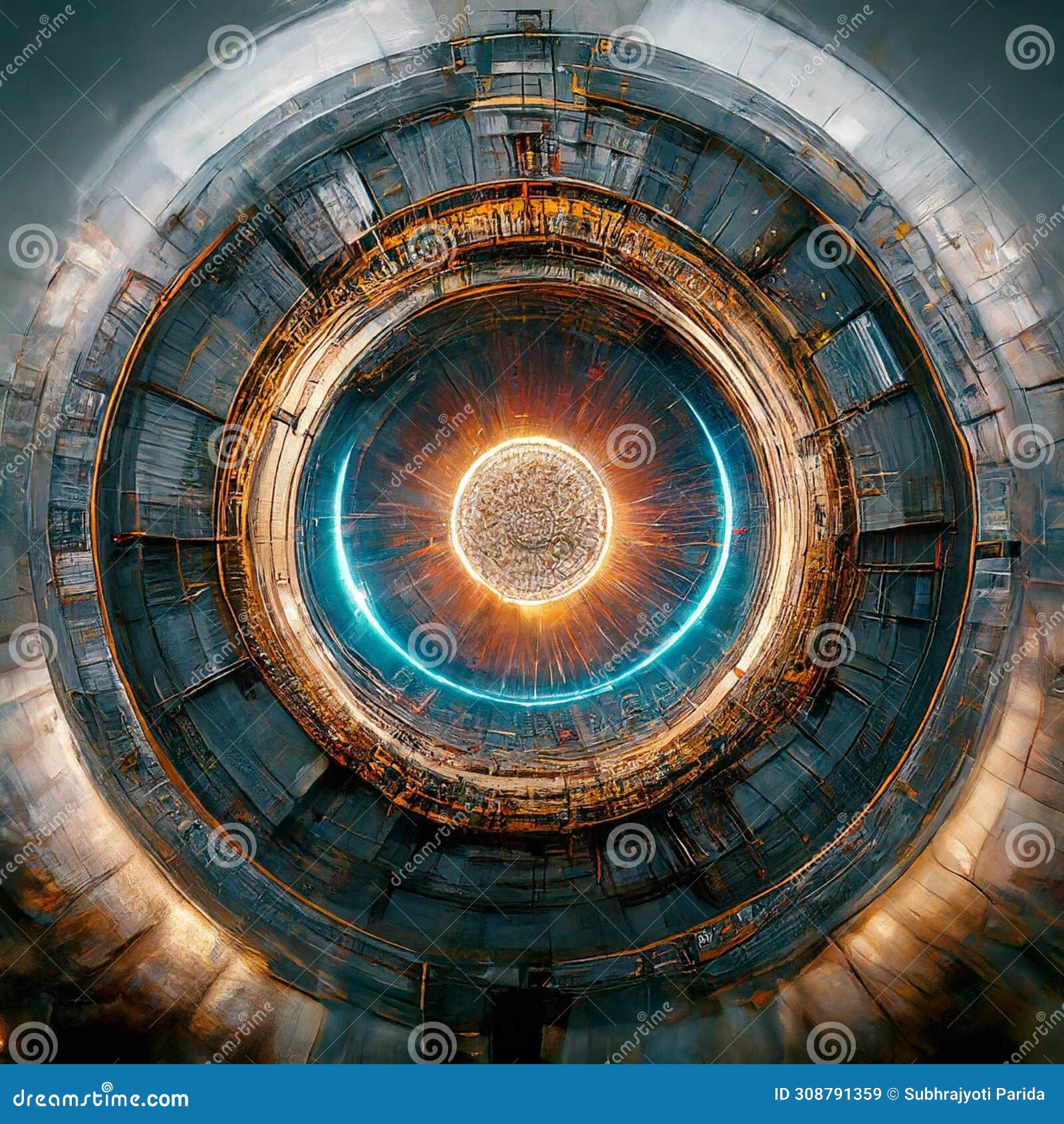 AI Generated Ball of Fire at the Centre of a Chamber in Large Hadron ...