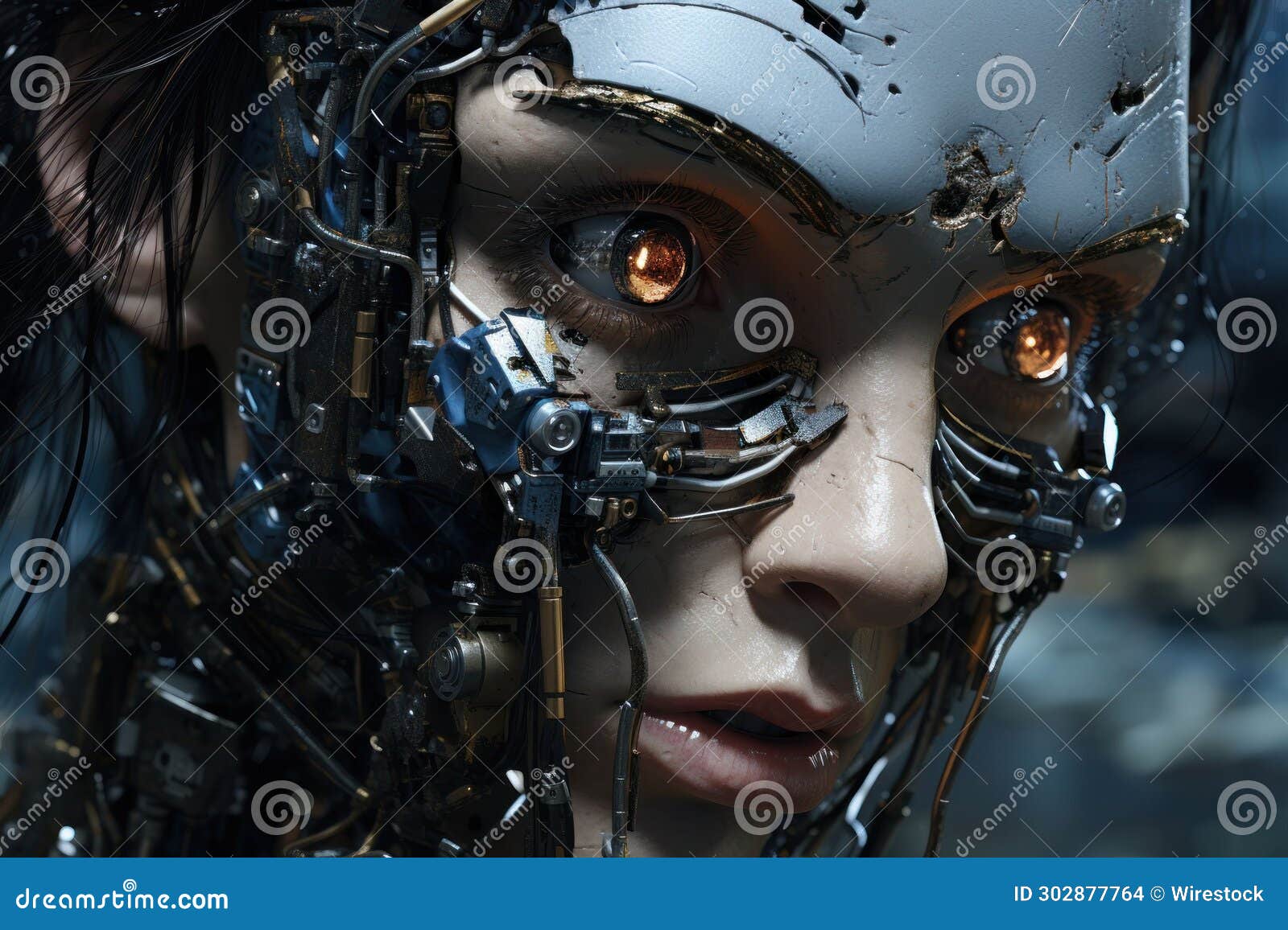 AI-Generated Battle-Worn Protagonist with Cybernetic Eye Stock ...