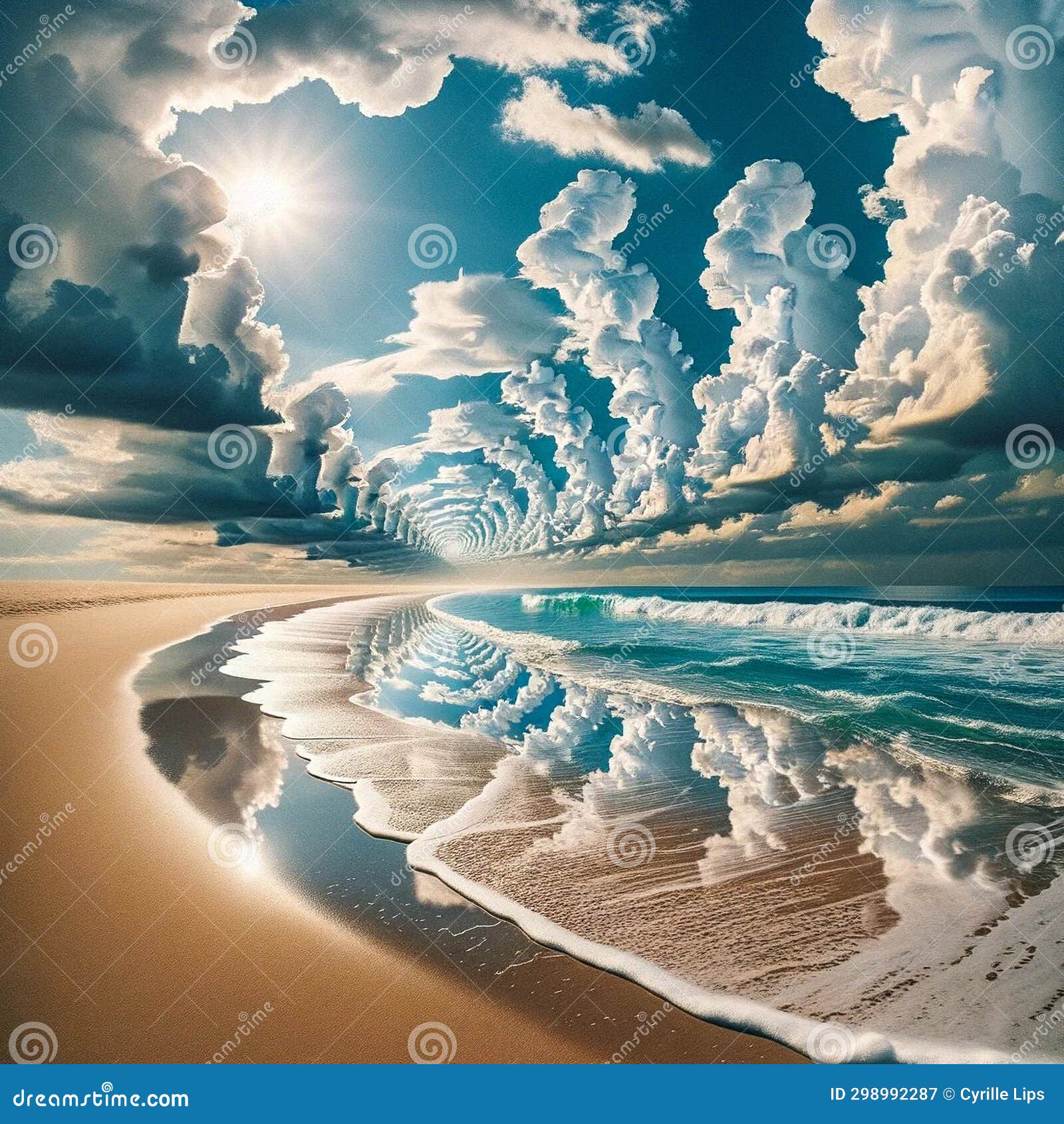 AI-Generated Beach with Infinite Droste Effect Stock Illustration ...