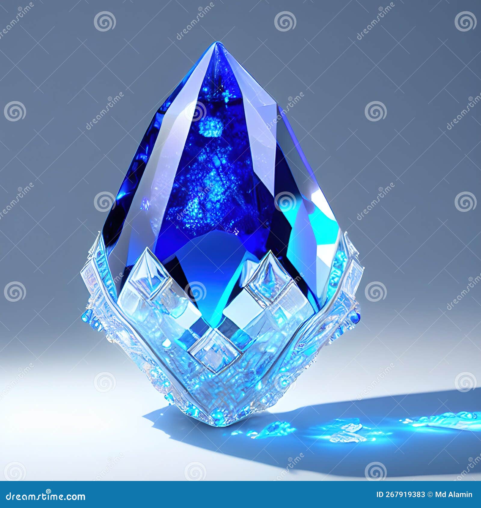 Beautiful Blue Clear Crystal by AI Generated Stock Image - Image of ...