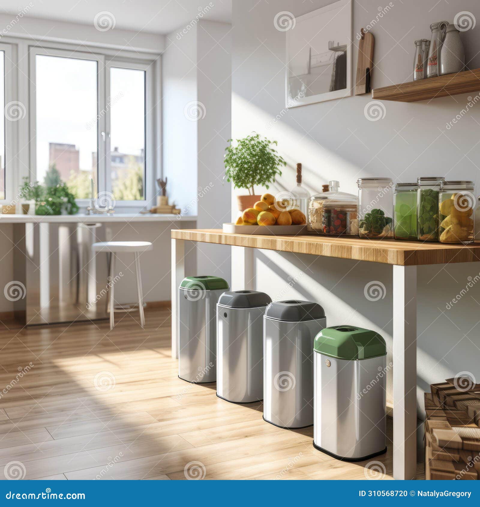 AI Generated. Beautiful Modern Design Trash Bins for Separate Waste ...