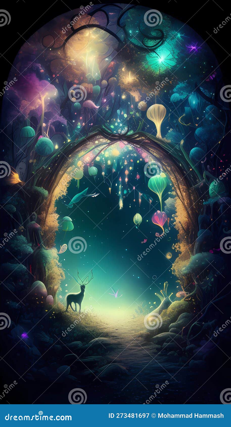 Enchanted Forest Balloon Arch, Made with Generative AI Stock ...