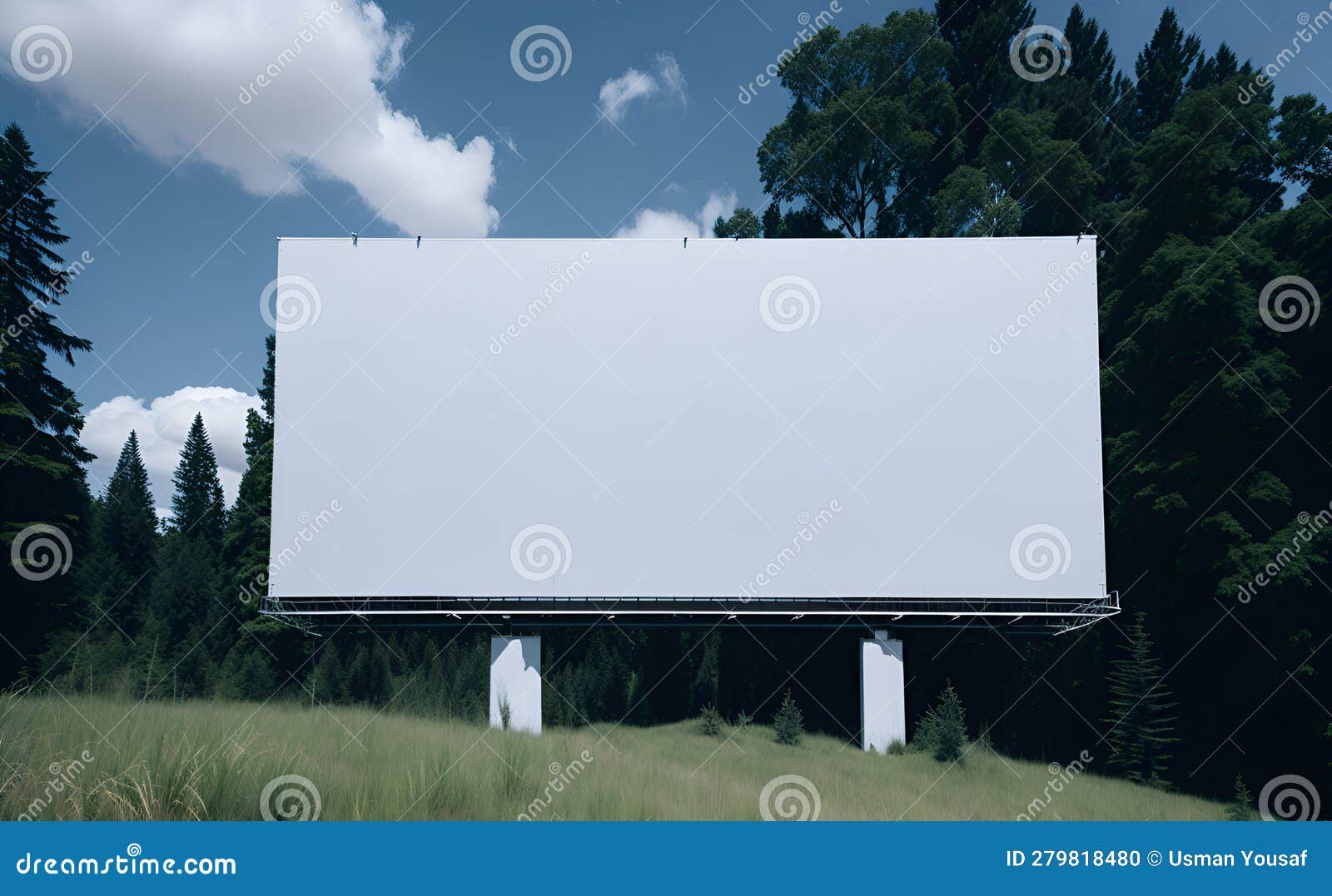 A Billboard in a Field with Trees in the Background Stock Illustration ...