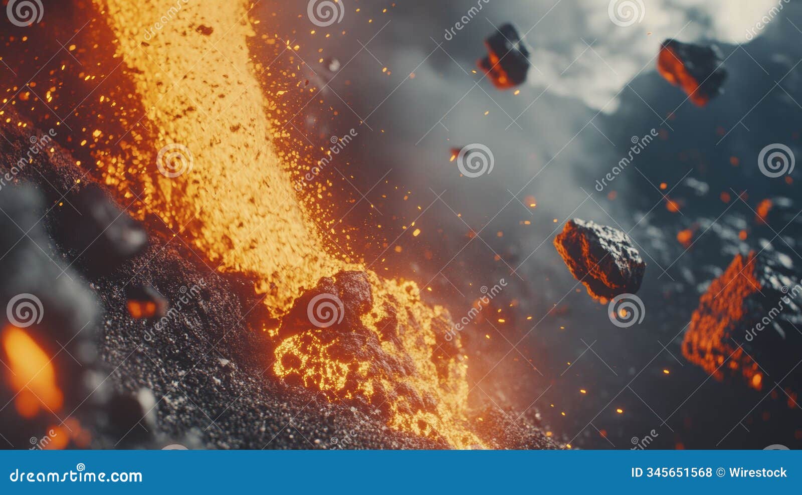 AI Generated Bits of Rocks Flying Due To a Volcanic Eruption with ...