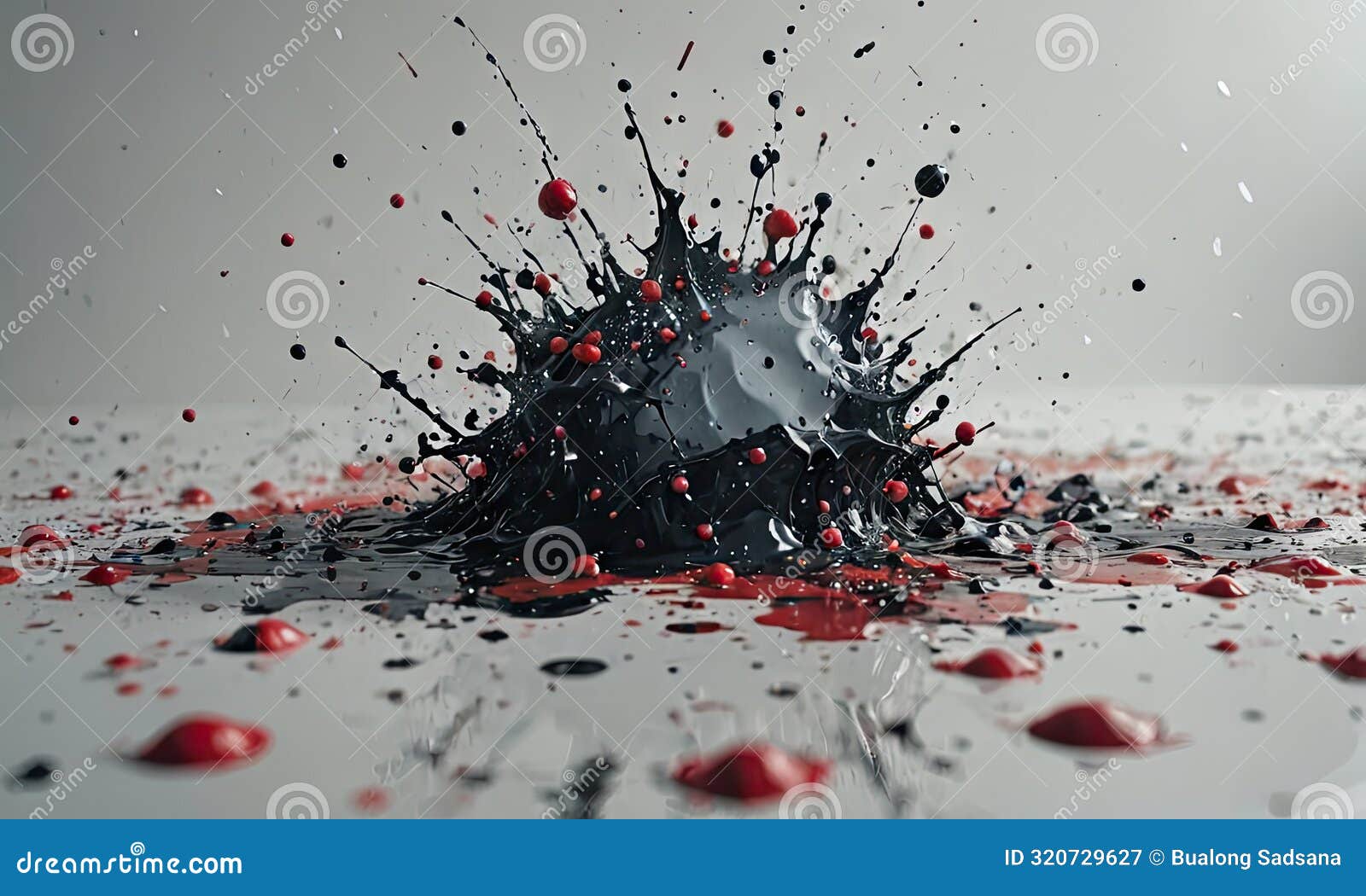 A Black and Red Liquid Splatter is on a White Surface. Stock ...