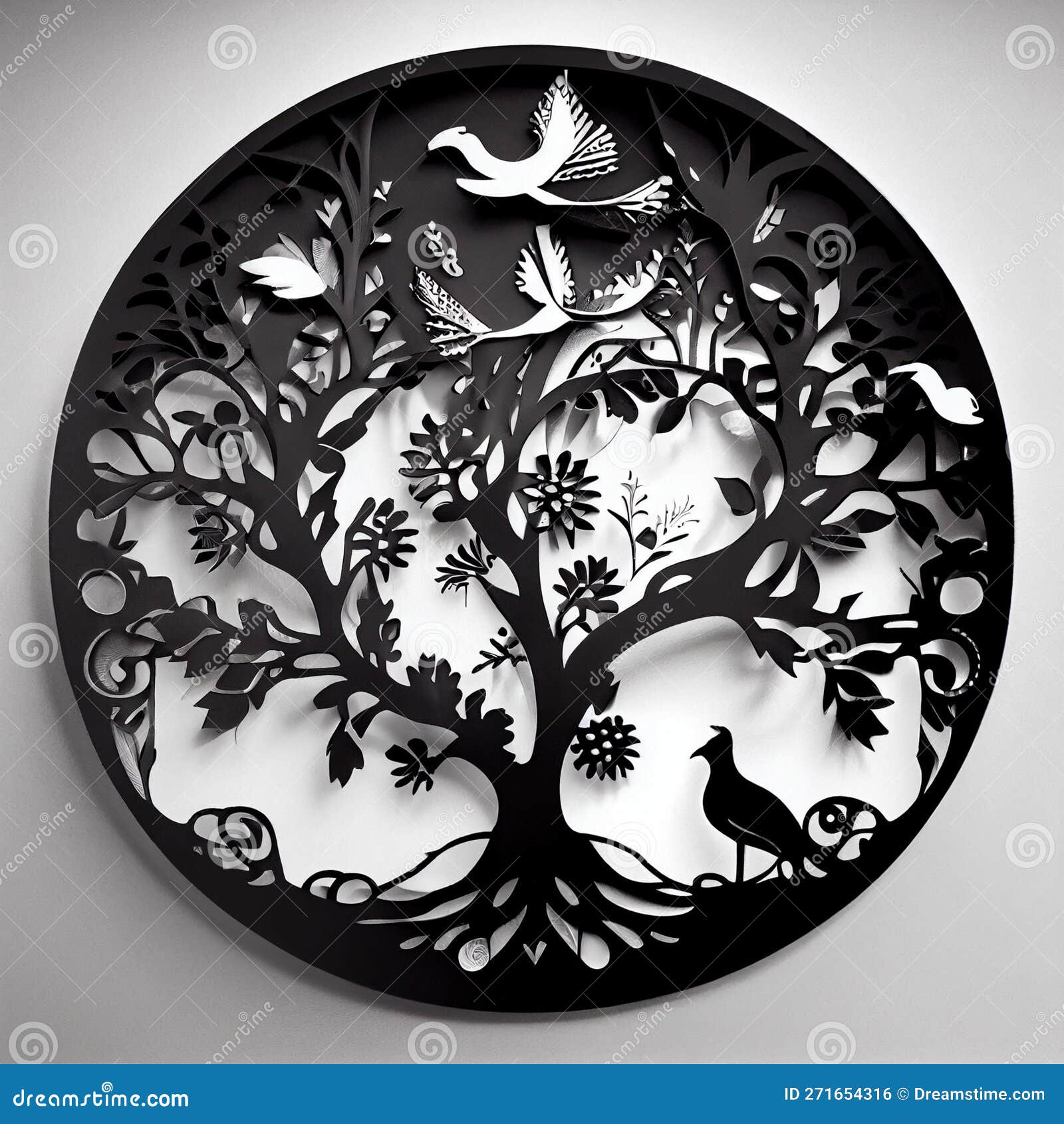 Intricate Tree Silhouette, Made with Generative AI Stock Illustration ...