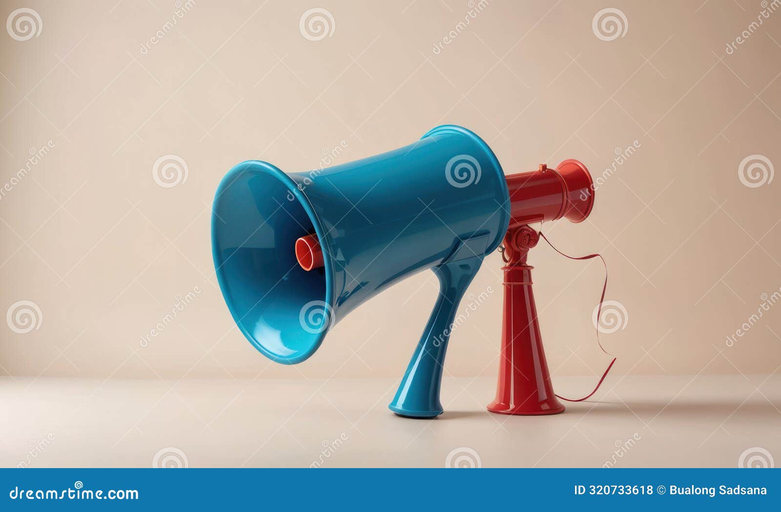 A Blue and Red Megaphone is Sitting on a Table. Stock Illustration ...