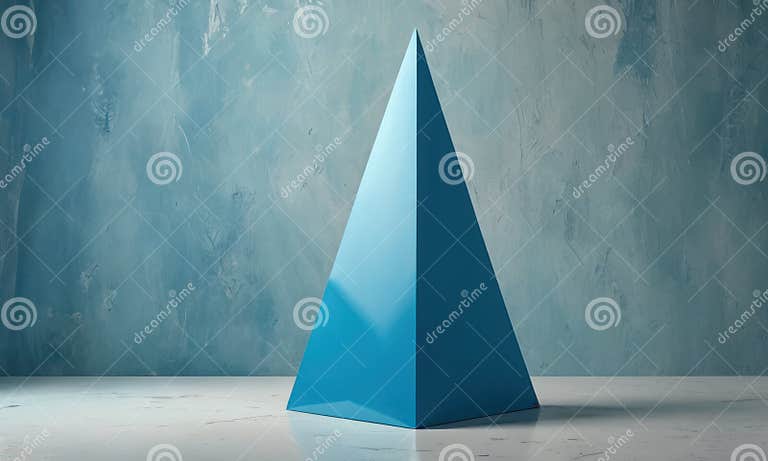 A Blue Pyramid Sits on a Table in Front of a Blue Wall. Stock ...