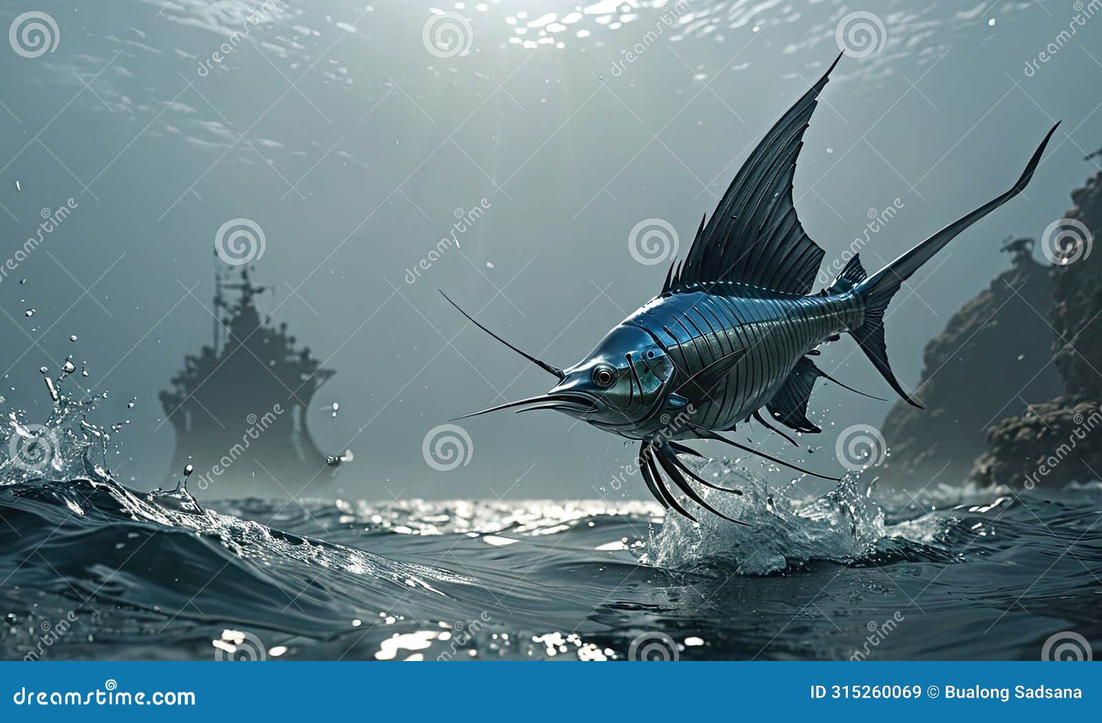 Blue Swordfish Detailed Logo Sign Emblem Cartoon Vector | CartoonDealer ...