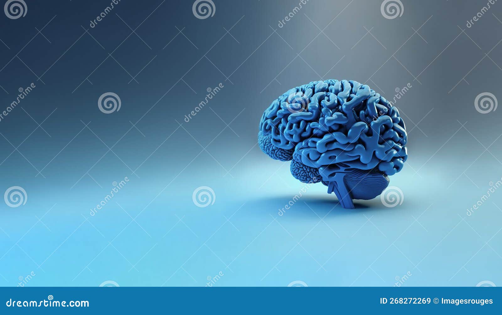 AI Generated. Brain on Blue Clear Background Stock Illustration ...