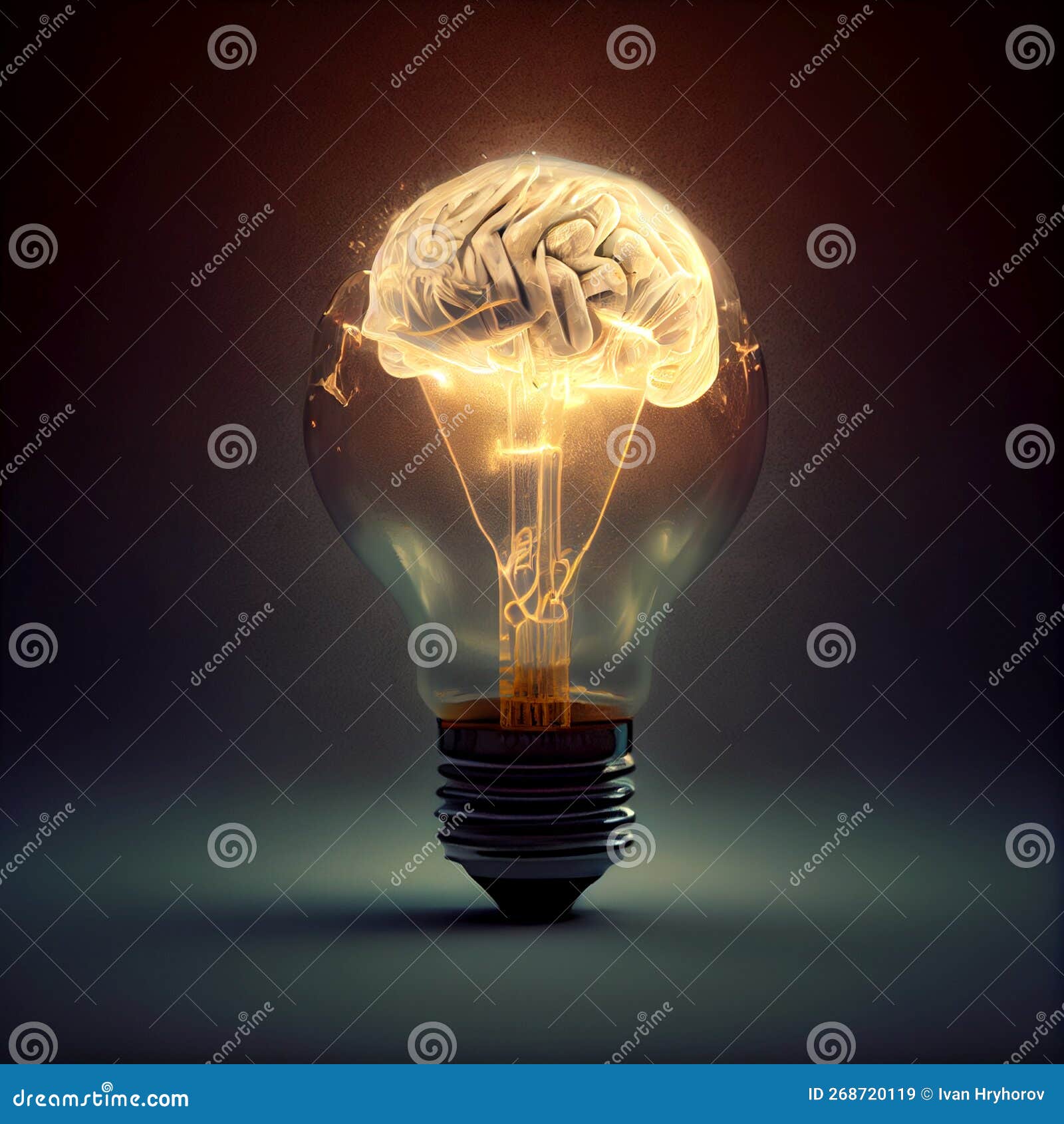 AI Generated Brain Bulb - New Idea - Concept of Brainstorm Stock ...