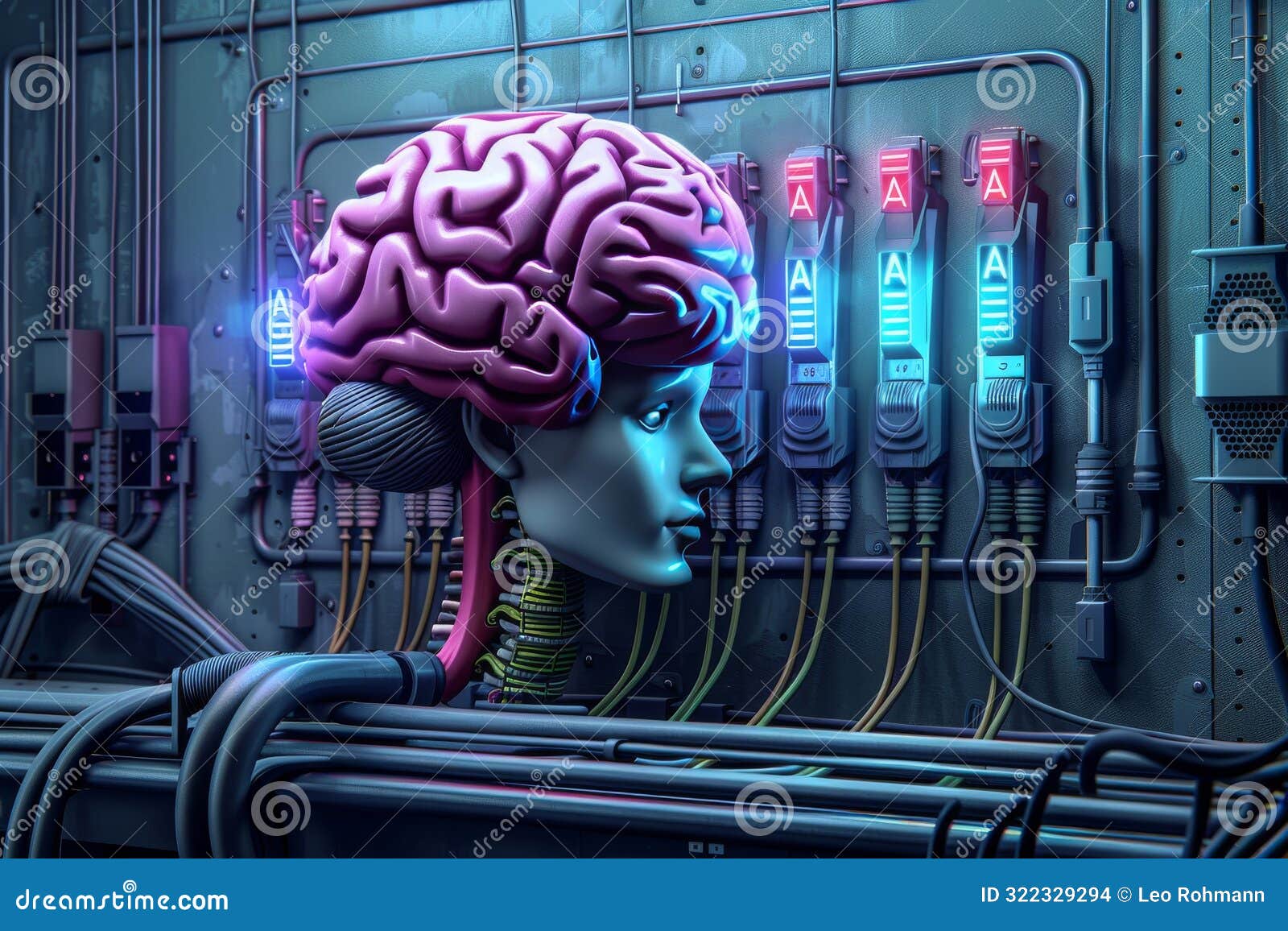 AI Brain with Digital Circuits in a High Tech Lab, Representing Advanced Technology and ...