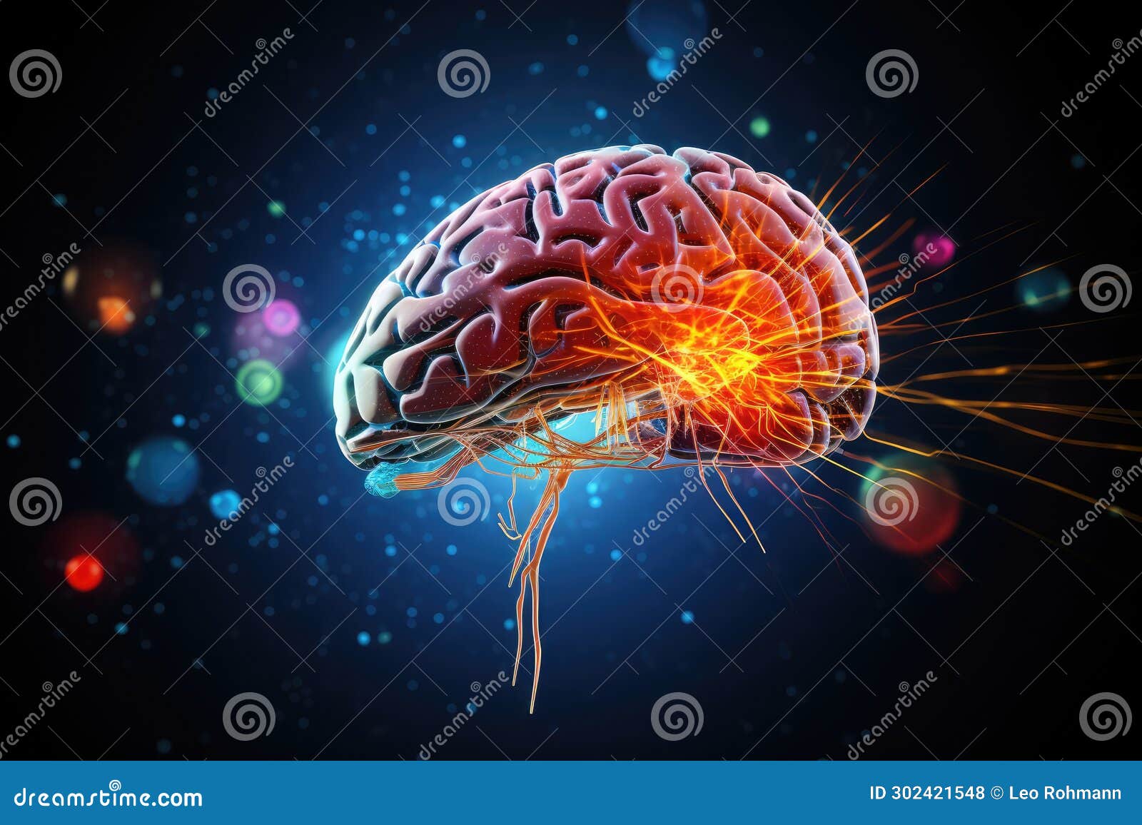 Brain Neurons Send Signals Via Axons And Dendrites Creating Synapses