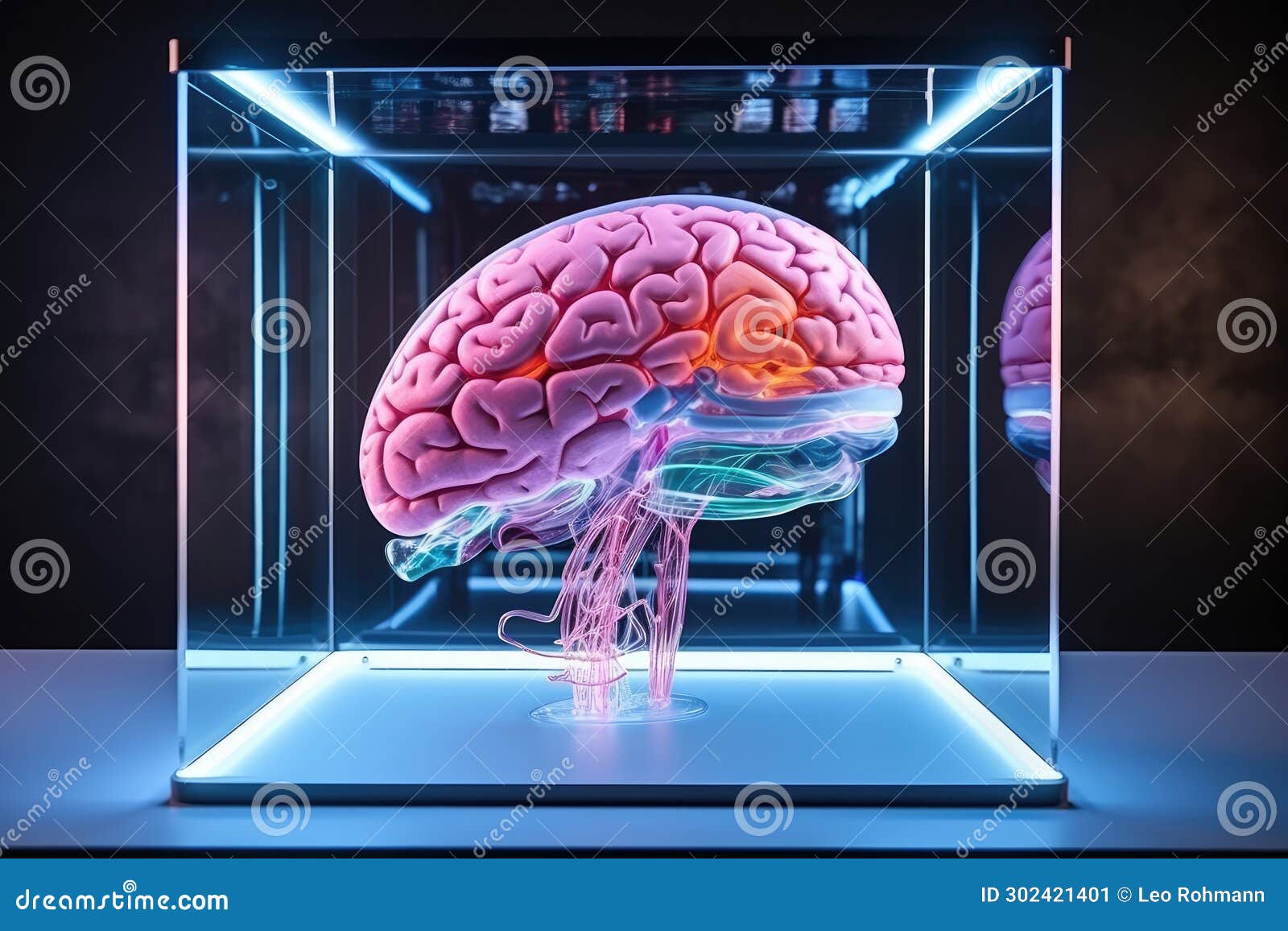 Brain Excitatory & Inhibitory Signals Via Neurons. Glial Cells ...