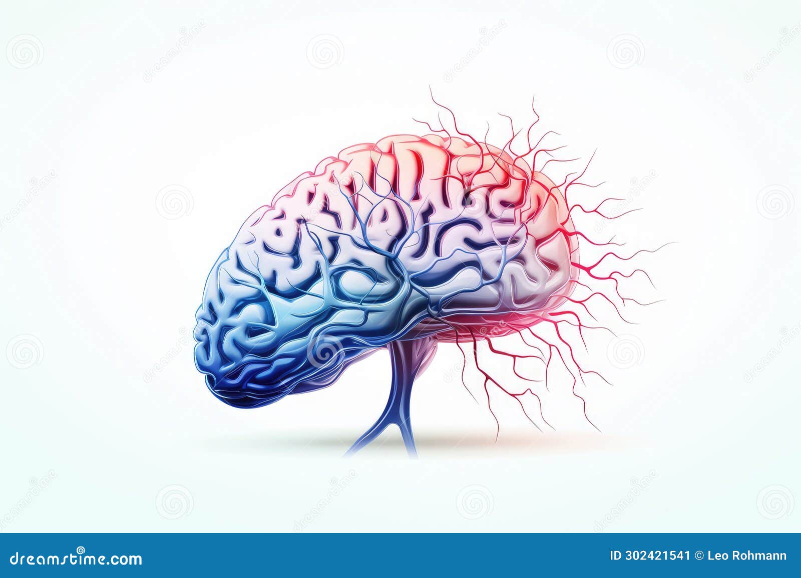 Neurons And Glial Cells In The Brain On Red Background Cartoon Vector ...