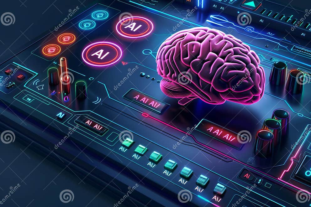 AI Brain Interface on Digital Dashboard, Showcasing Advanced Technology ...