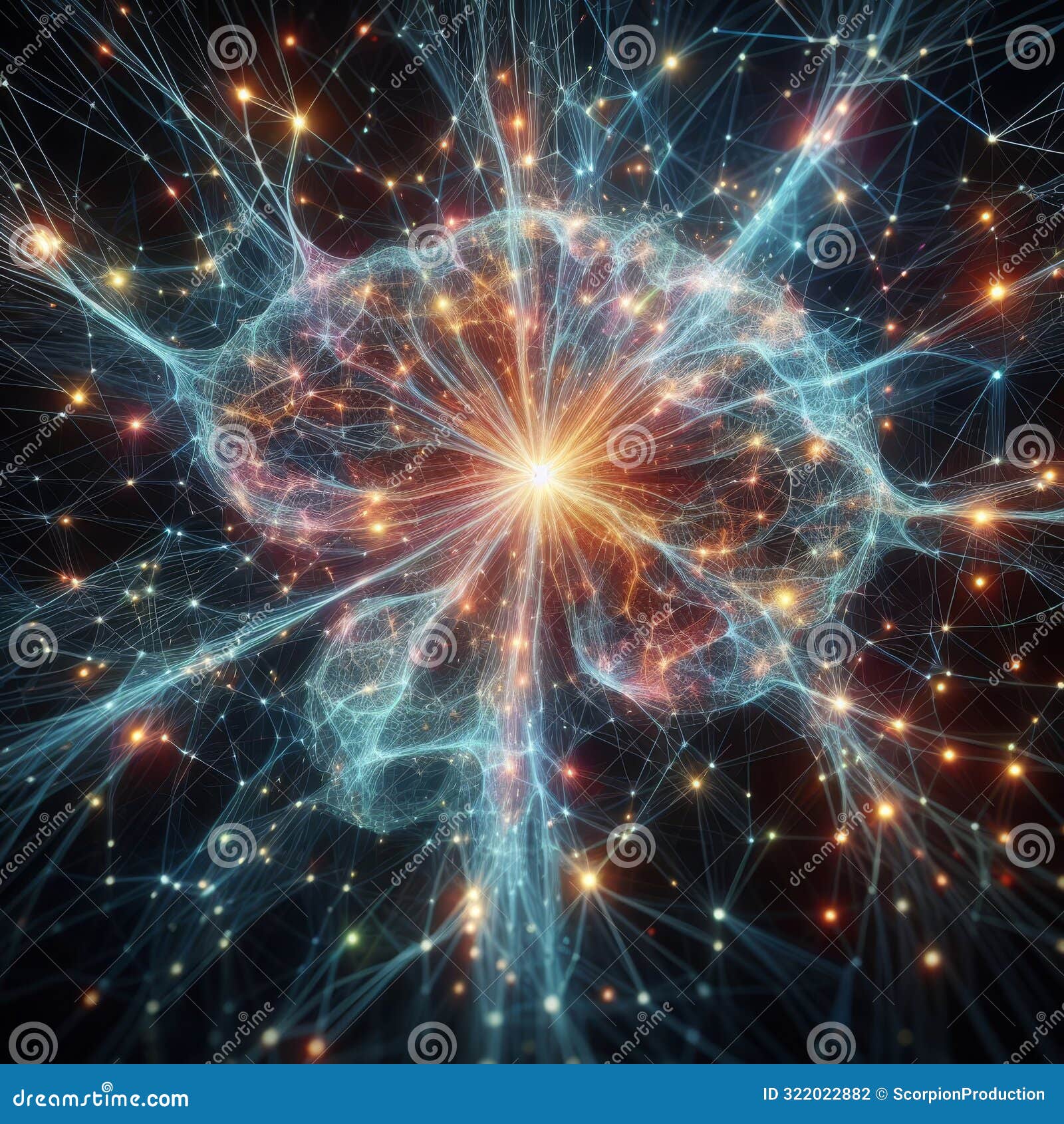 AI-Generated Brain Visualization with Digital Synapses Stock Photo - Image of glowing, ethereal ...
