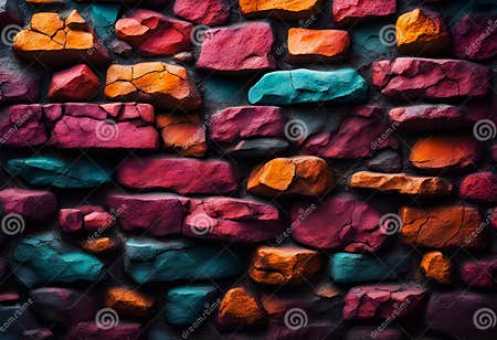 Brick Wall. Neon Stone Texture Stock Illustration - Illustration of ...