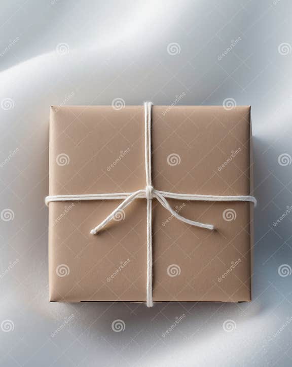 A Brown Box with a String Tied Around it Stock Image - Image of corner ...