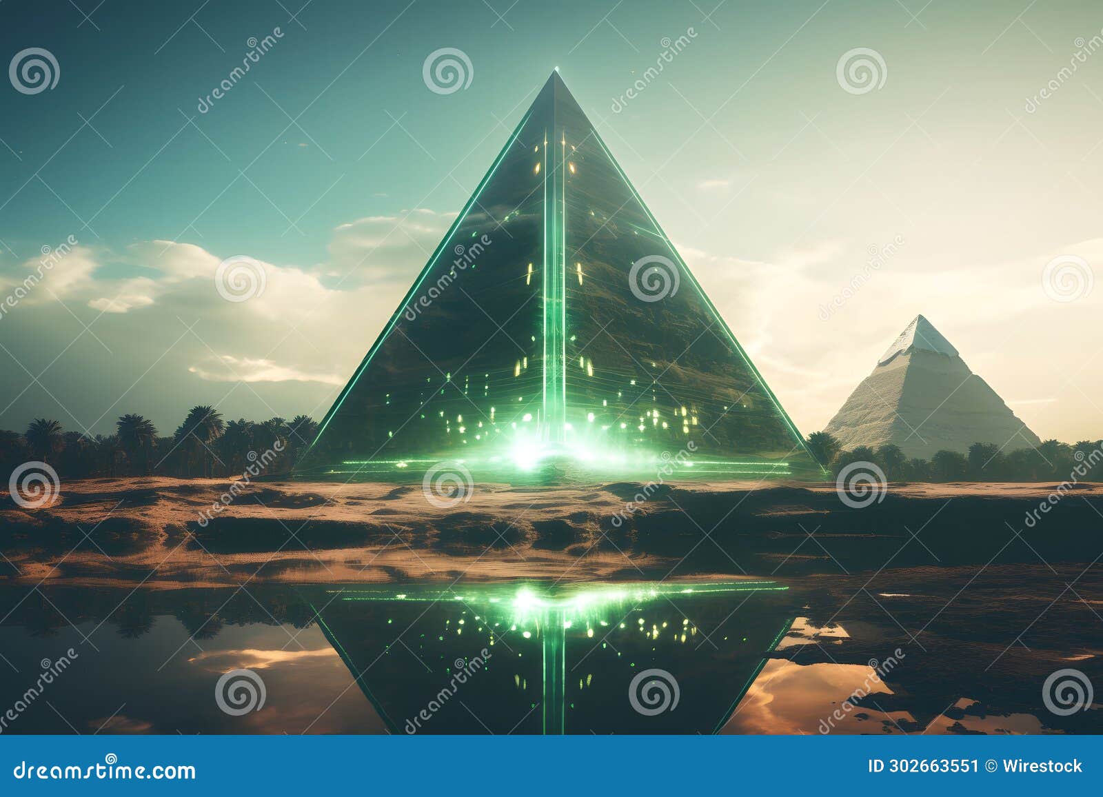 AI Generated Building with Pyramid Structure Stock Illustration ...