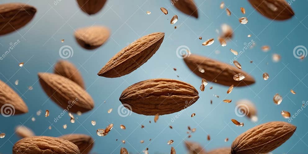 A Bunch of Almonds are Falling from the Sky. Stock Illustration ...