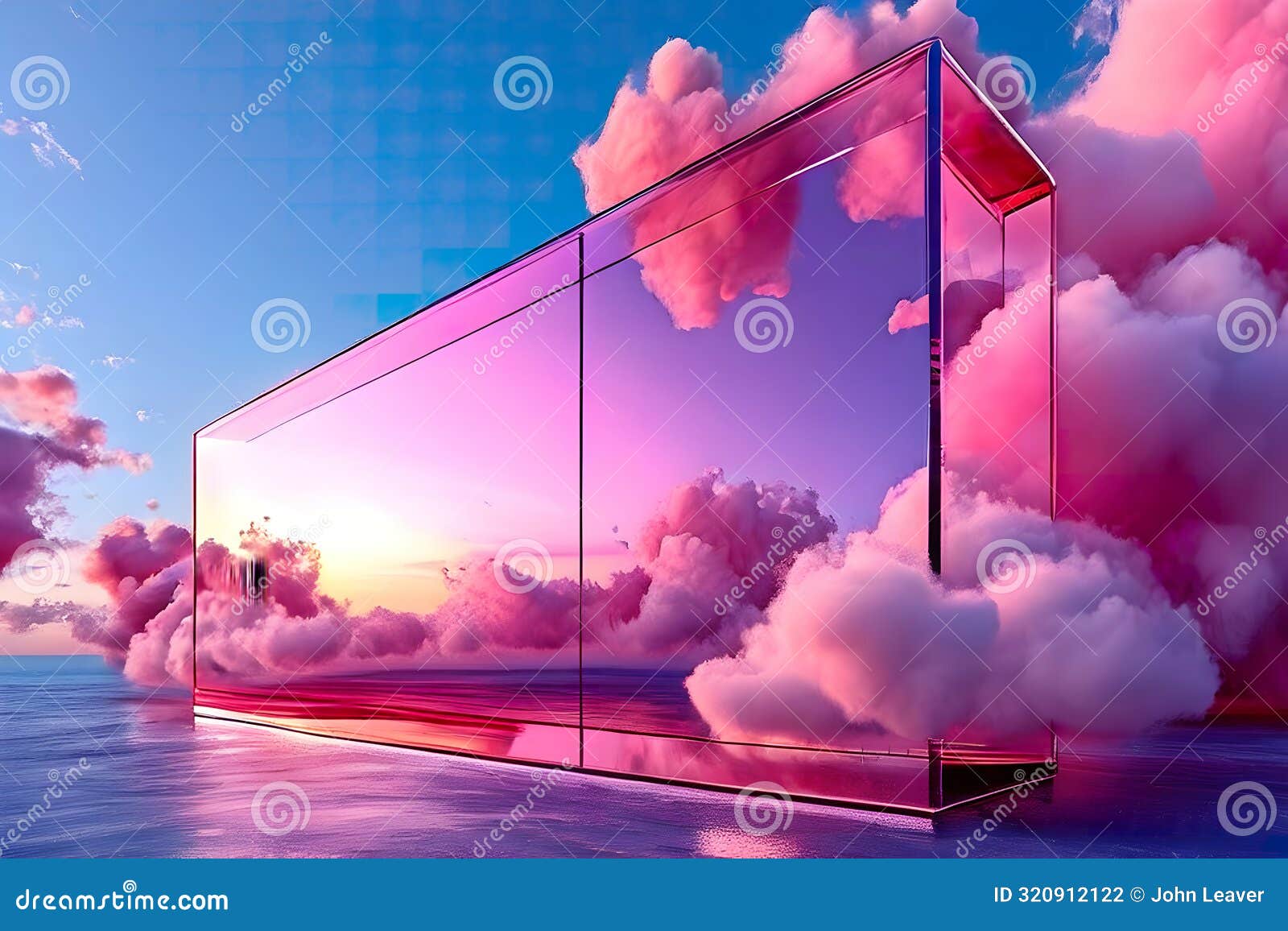 AI Generated Candy Dream: a Mesmerising Glass Room with Pink Clouds ...