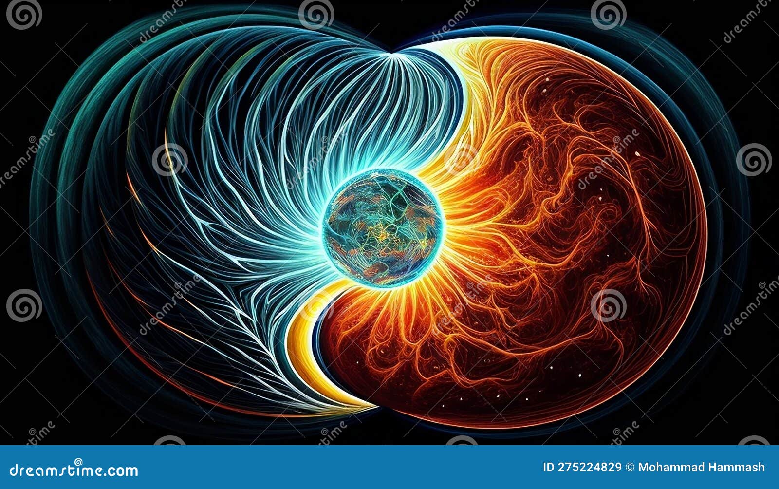 "Magnetic Field Shielding the Earth", Made with Generative AI Stock ...