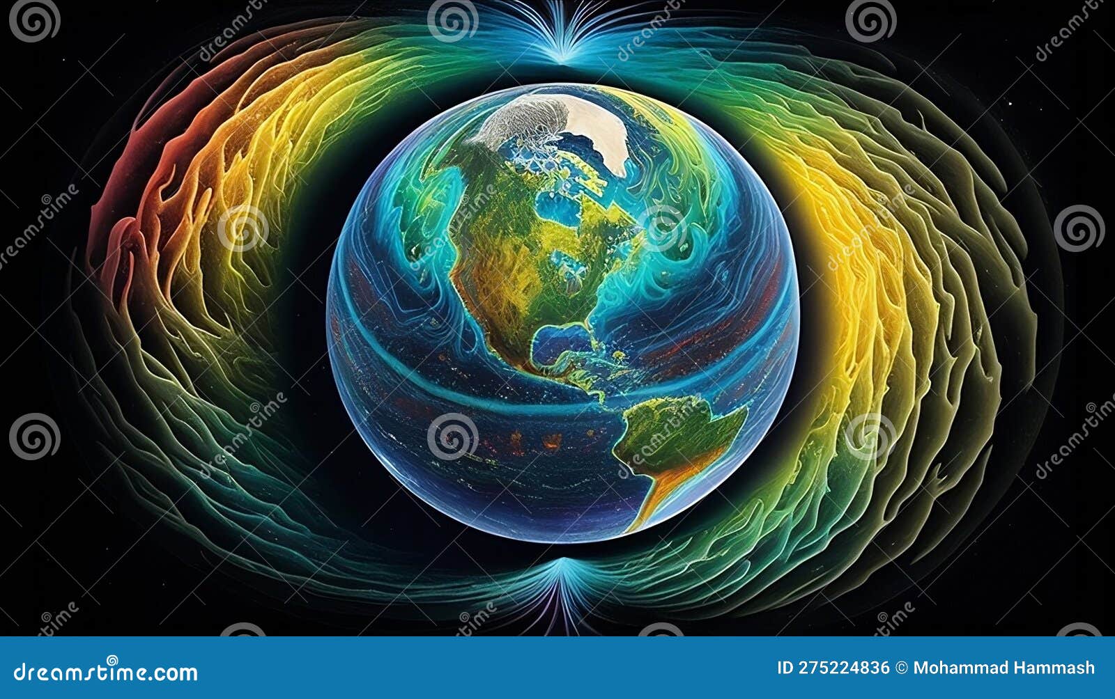 "Magnetic Field Shielding the Earth", Made with Generative AI Stock ...