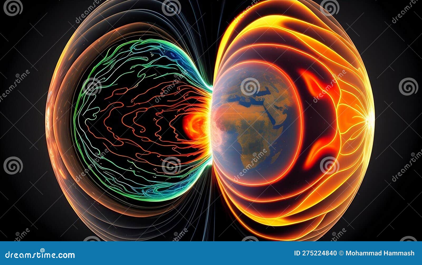 "Magnetic Field Shielding the Earth", Made with Generative AI Stock ...