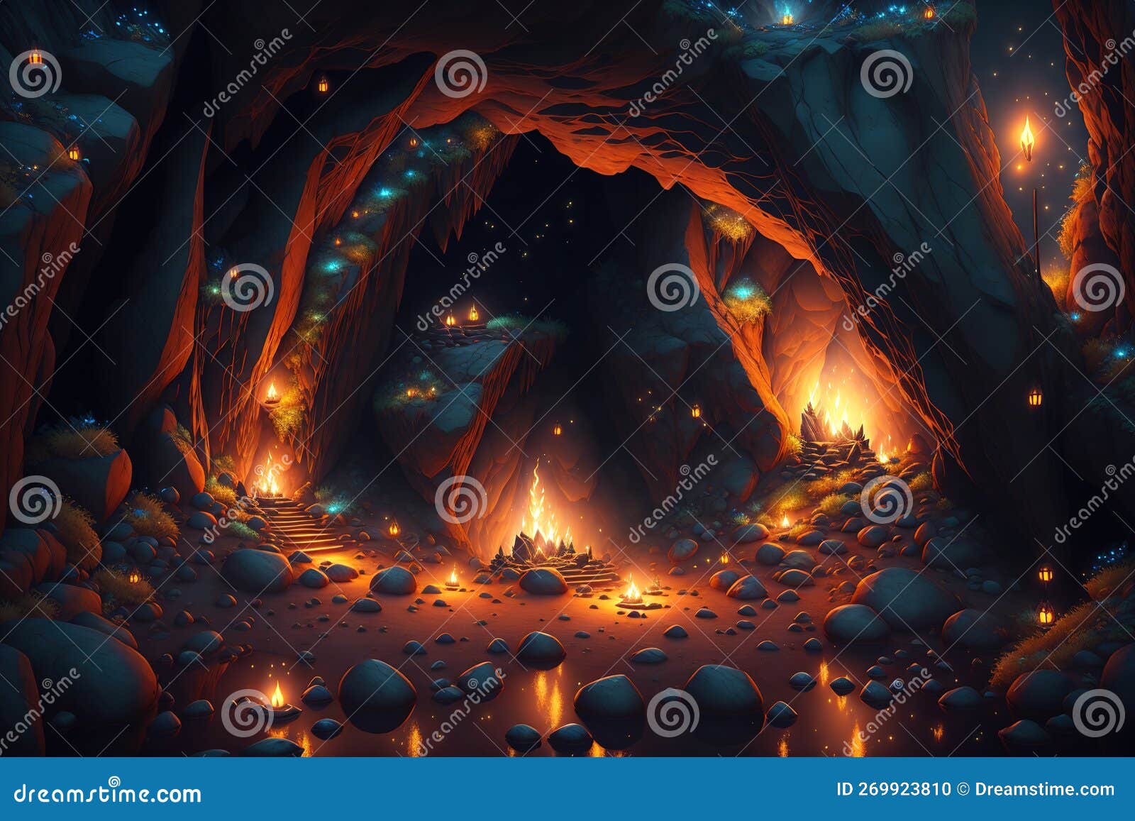 Cave with Fire Flies, Magical, Ethereal by AI Generated Stock ...