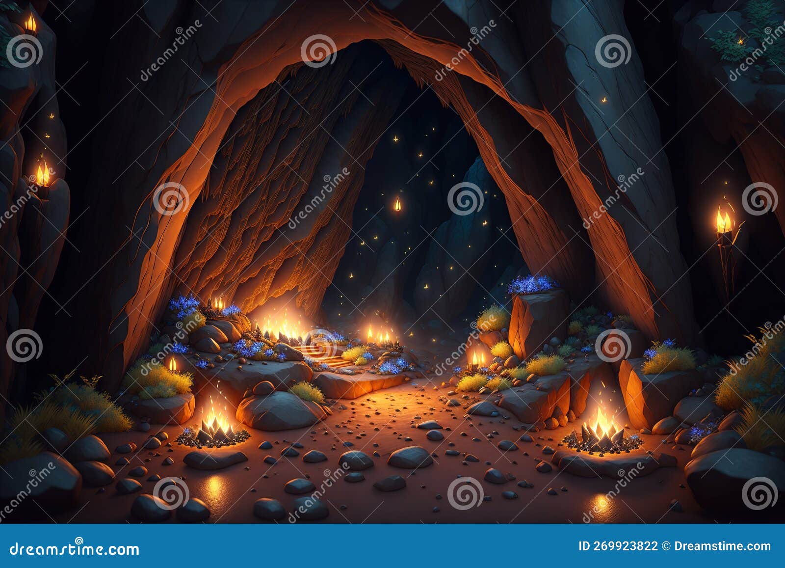 Cave with Fire Flies, Magical, Ethereal by AI Generated Stock ...