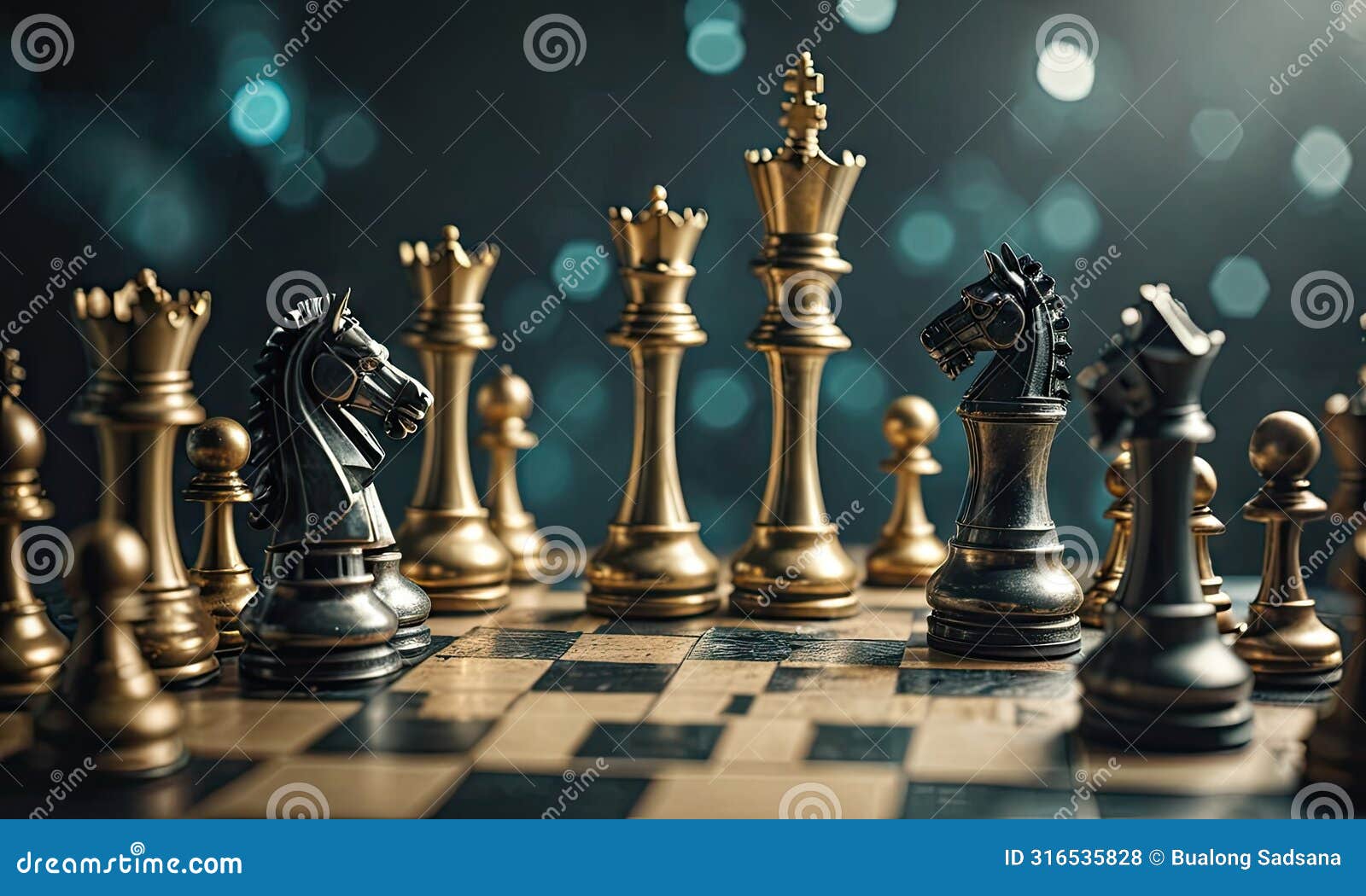 A Chess Board with a Number of Chess Pieces on it. Stock Illustration ...