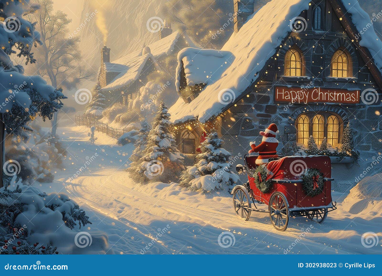 AI-Generated Christmas Card with "Happy Christmas" Text Stock ...