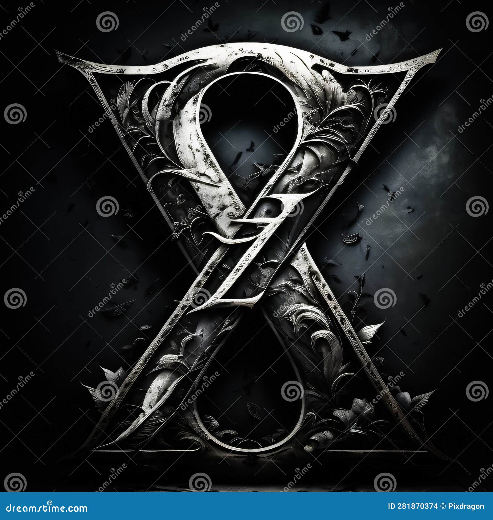 AI Generated Clip Art Monogram Letter X Gothic Stock Illustration ...