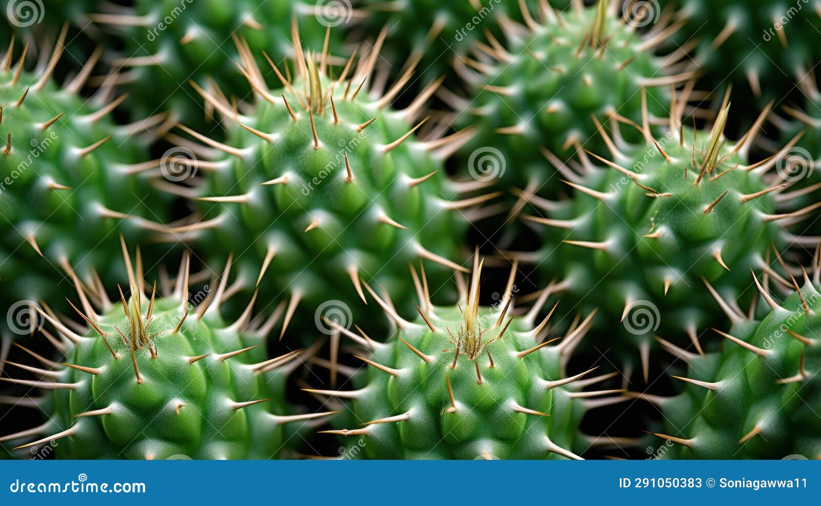 Close-up of a Cactus S Spiky Texture Pattern, with Rows of Sharp Thorns ...