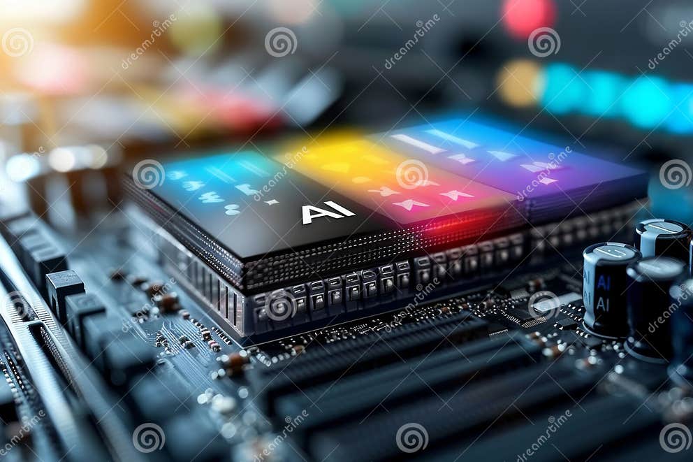Close Up of a Colorful AI Microchip, Representing the Cutting Edge ...