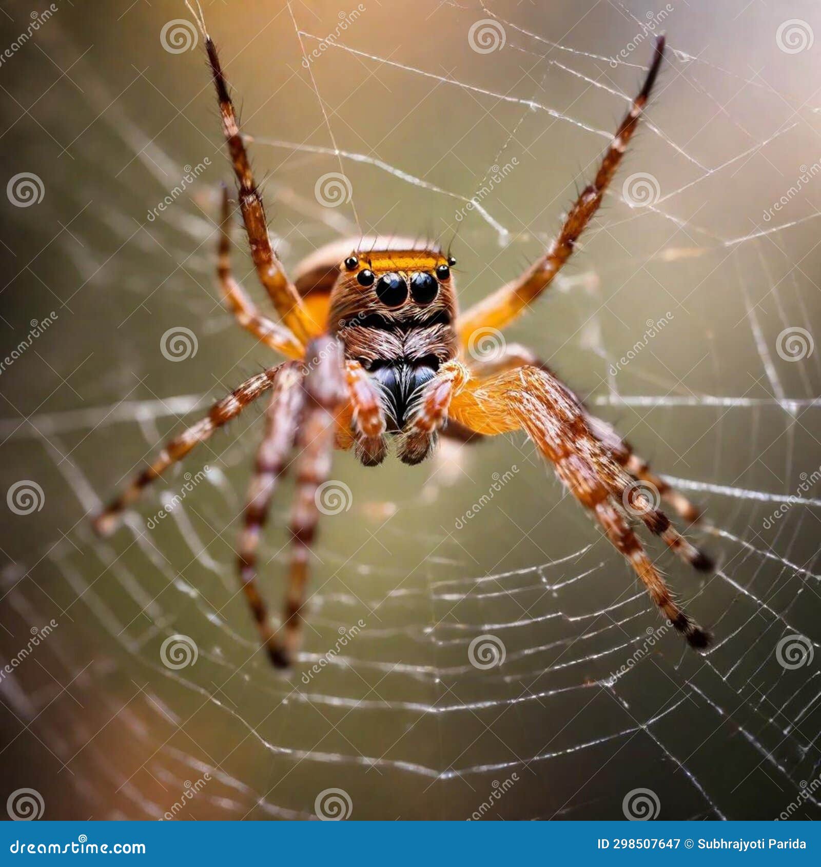 AI Generated Close Up Image of a White Spotted Spider in Its Web Stock ...