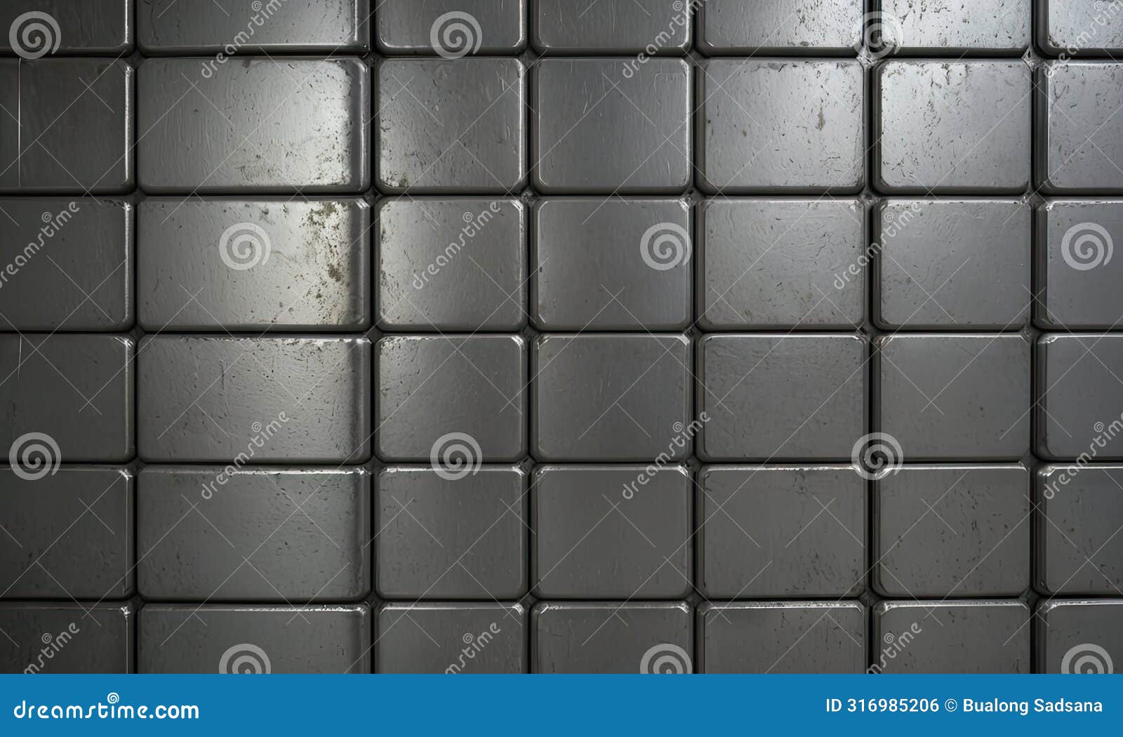 A Grey Tile Wall with a Few Tiles Missing. Stock Illustration ...