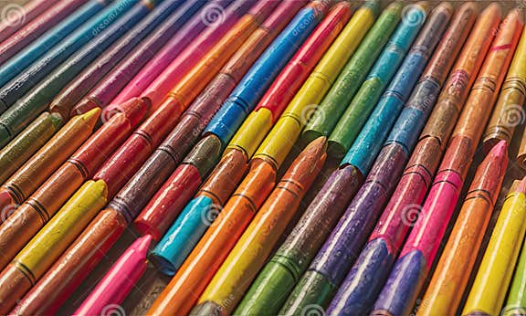 A Close Up of Many Crayons in Different Colors. Stock Illustration ...