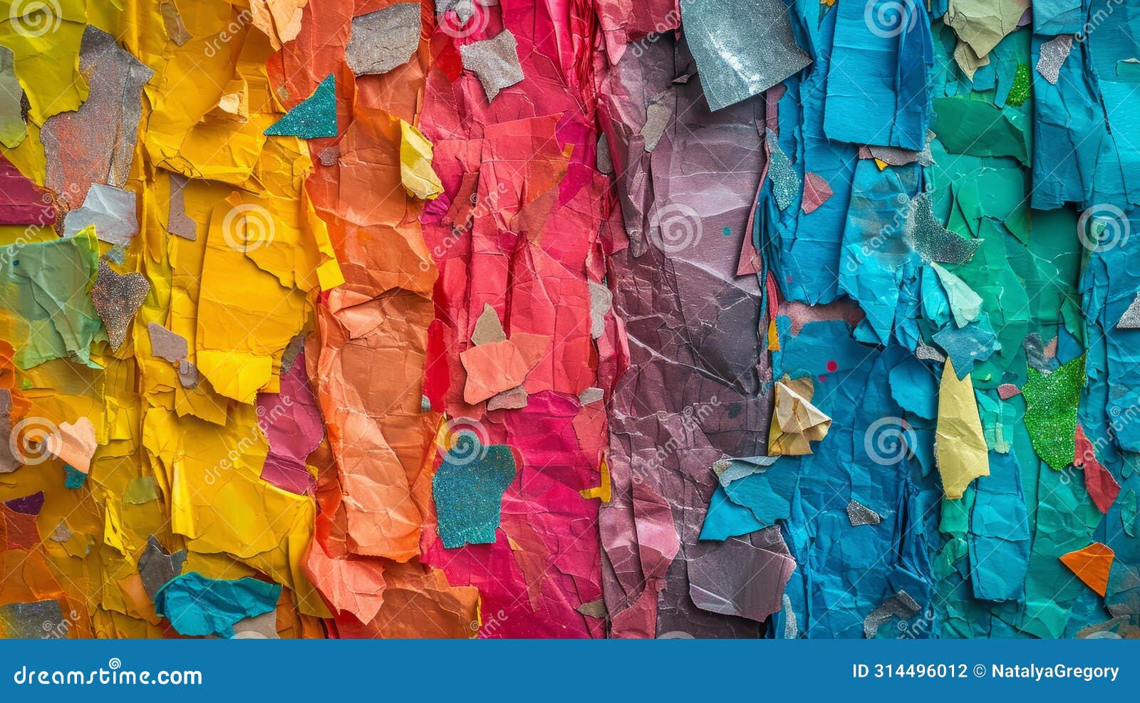 AI Generated. Collage of Colored Paper of Different Shapes and Textures ...