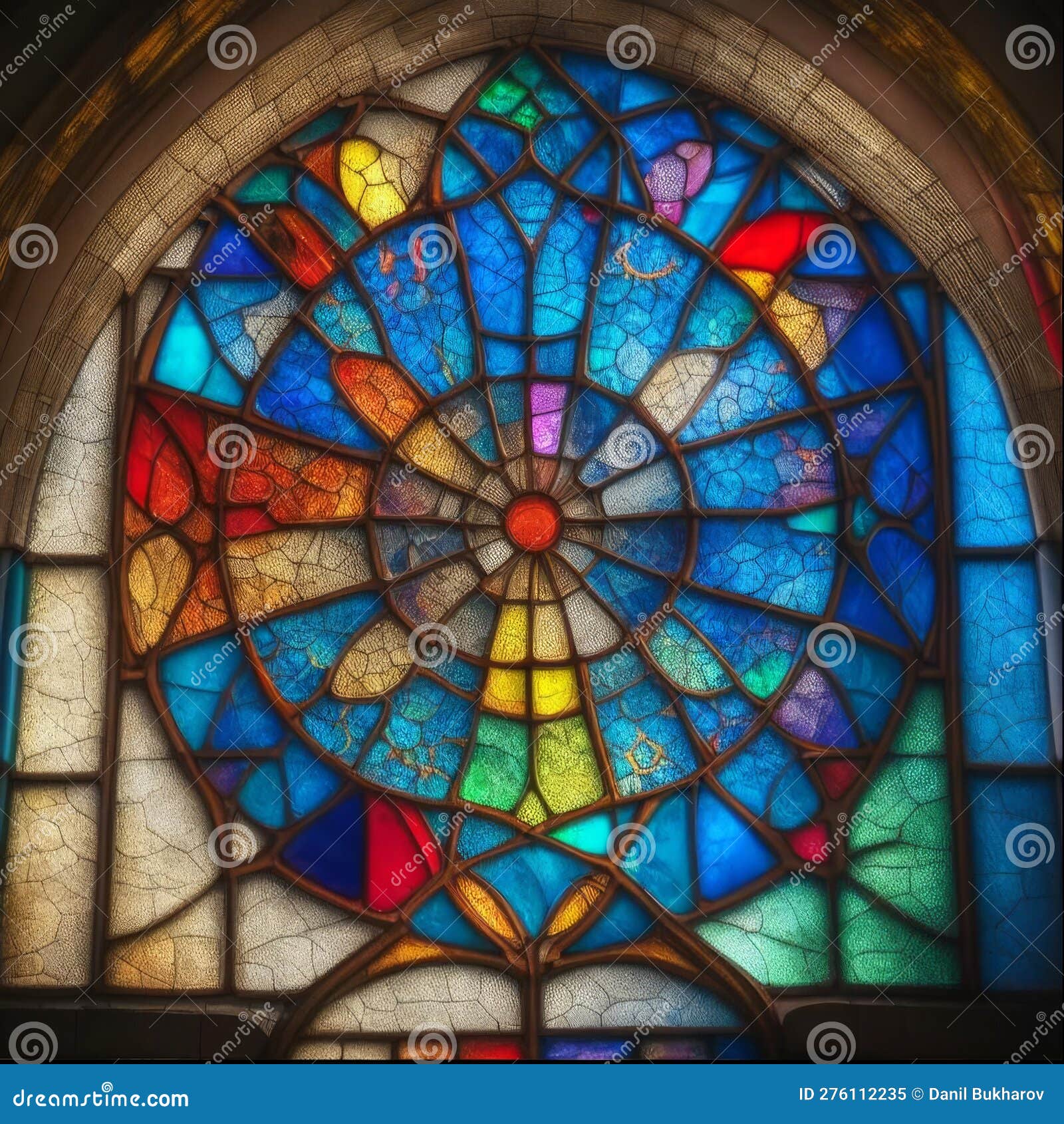 AI Generated Colored Stained-glass Stock Illustration - Illustration of ...