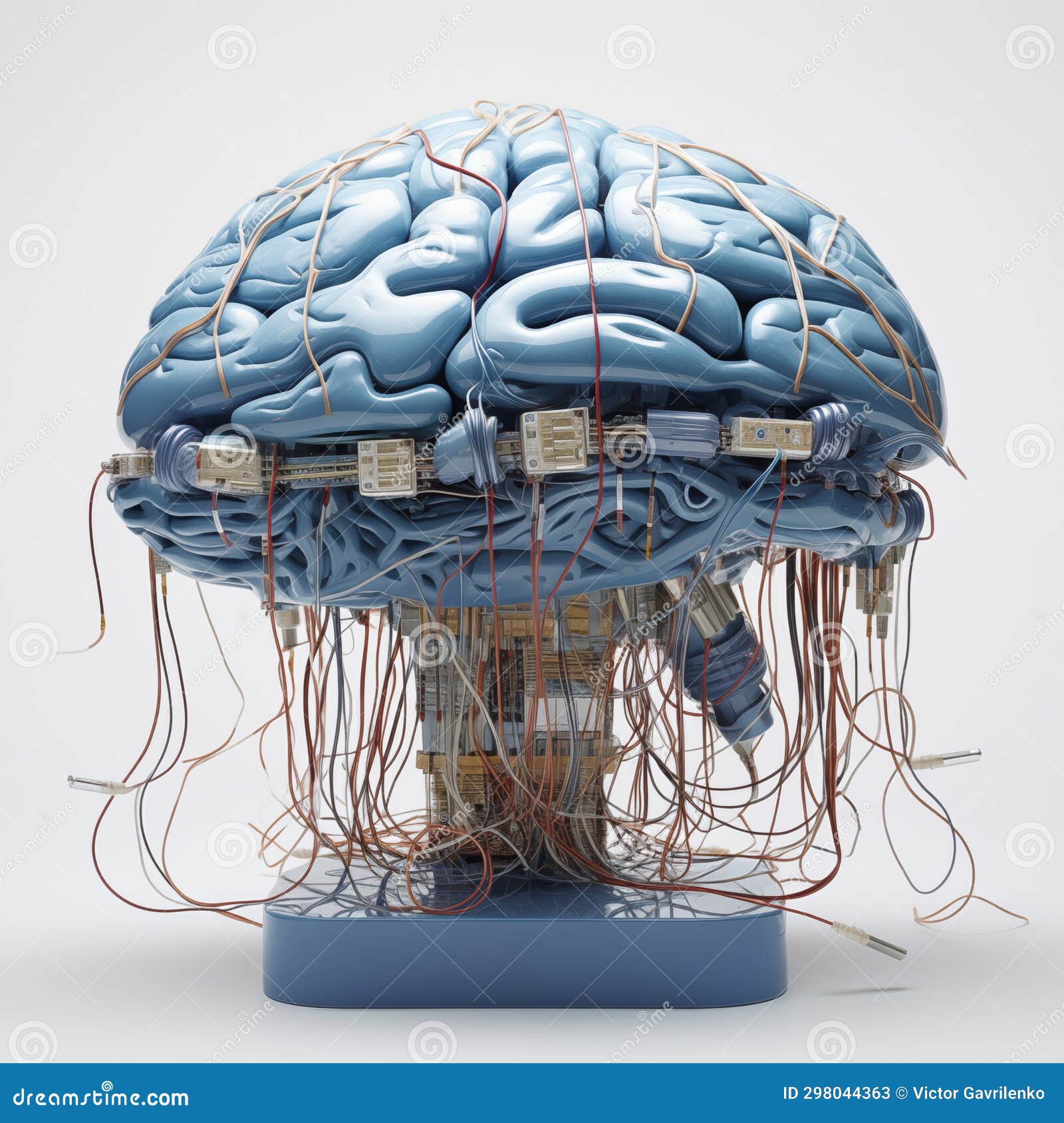 The Brain is Covered with Wires and Connected To Wires, AI Stock Image ...