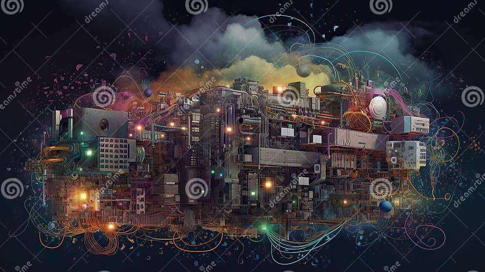 AI-generated Conceptual Cloud Networking and Computing, Showcasing the ...