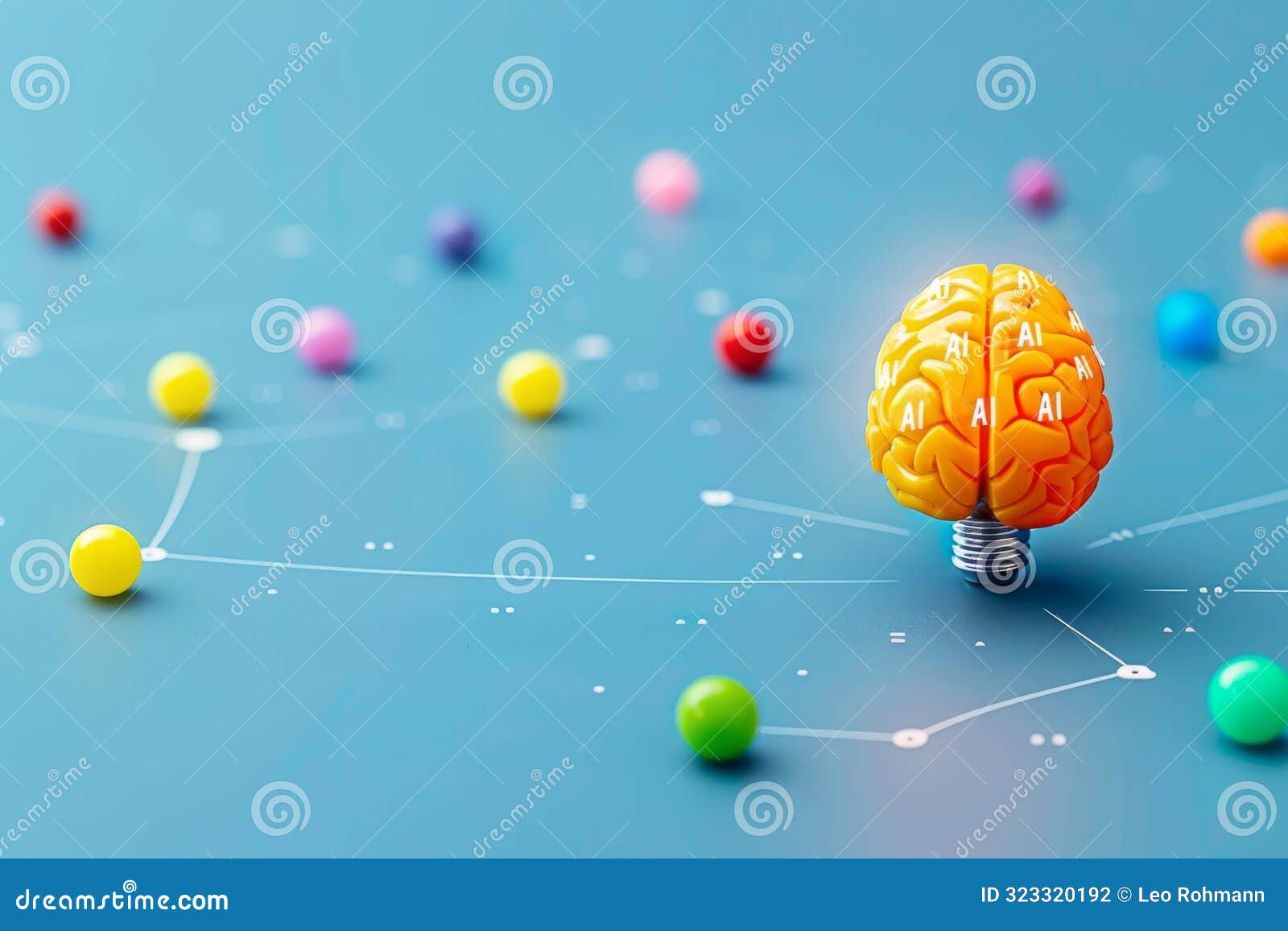 Conceptual Image of a Small Brain Surrounded by Colorful Molecular ...
