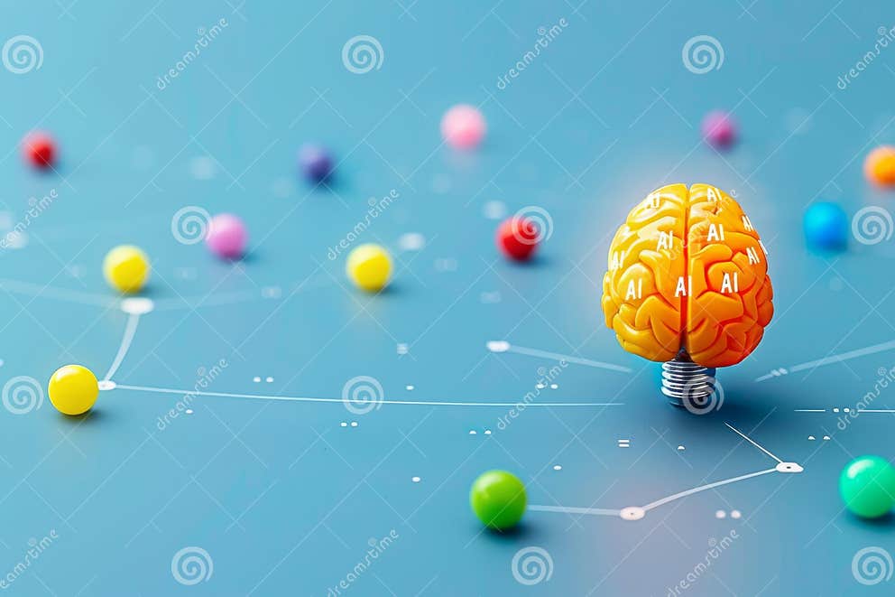 Conceptual Image of a Small Brain Surrounded by Colorful Molecular ...