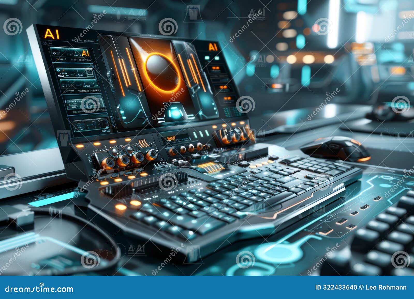 AI Control Panel in a Futuristic Lab, Representing the Interface of ...