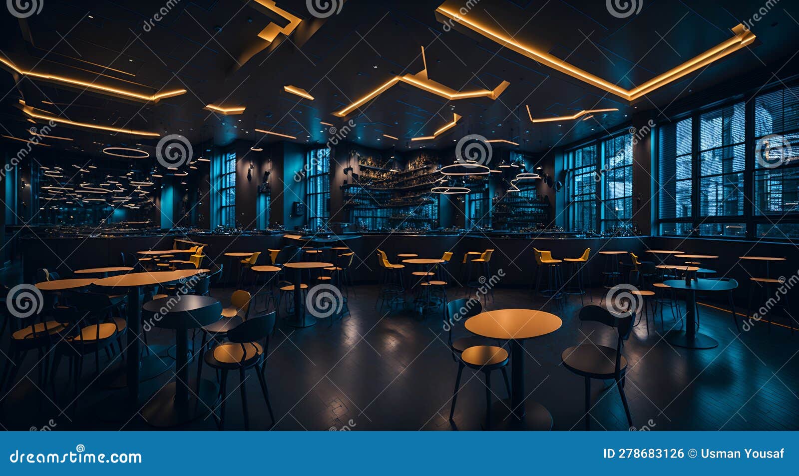 Ai Generated a Cozy and Atmospheric Cafe with Dim Lighting and ...